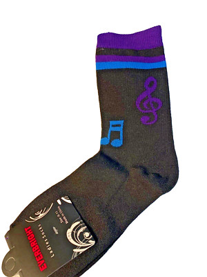 Ladies Musical Style Crew Poly/Spandex Stay Up Socks size 9-11 | eBay