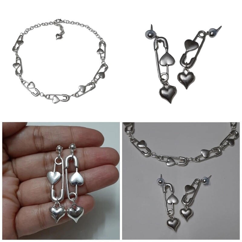 Handmade Heart Collarbone Chain Graceful Brooch Pin Pendant Necklace ...