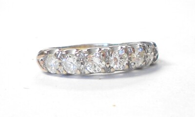 Vintage 6 Diamond Bright & Sparkling Solid 14K White Gold Band Ring ...