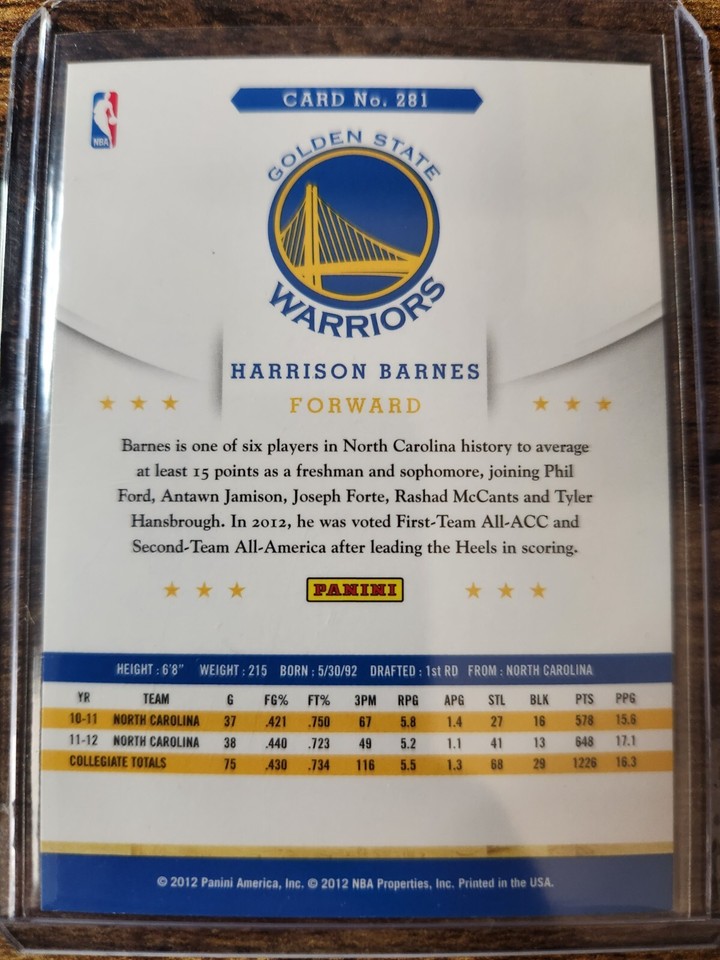 2012-13 NBA Hoops Harrison Barnes Rookie RC #281 Golden State Warriors ...