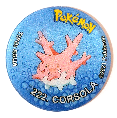 TAZO POKEMON DKV 3D #222 CORSOLA 2020 Johto PERU Pogs Taps Lenticular ...