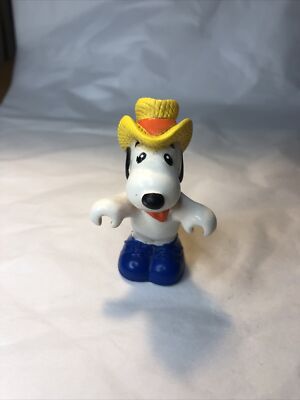 3" Vintage Snoopy Dog Peanuts Yellow Cowboy Farmer Hat Orange Scarf Toy ...