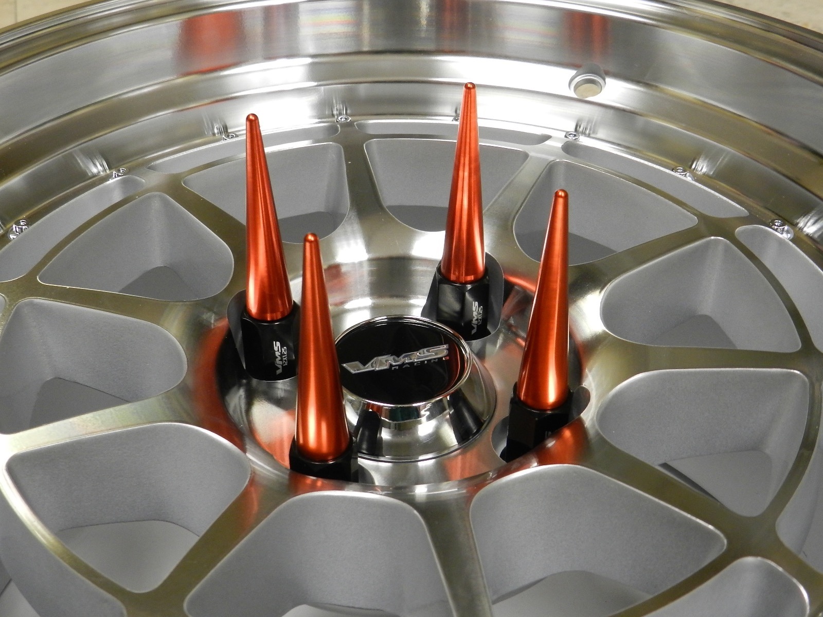 16PC TRUE SPIKE 112MM 12X1.5 FORGED STEEL LUG NUTS W/ ORANGE EXTENDED ...