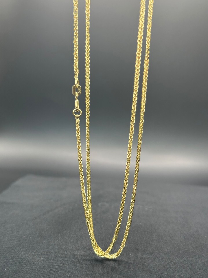 14K Yellow Gold Spiga Wheat Chain Necklace 22"2mm 1.91g 585 Stamped ...