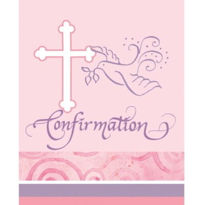 Faithful Dove Pink Invitations Confirmation 8CT | eBay