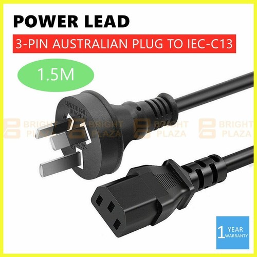Appliance Power Lead Cable Cord 3 Pin Australian Plug to IEC-C13 Socket ...