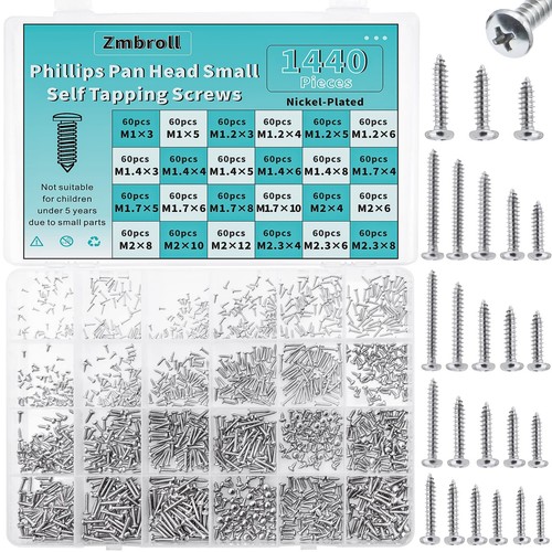 1440 Pcs Mini Screws - Self Tapping Phillip Pan Head Micro Electronic ...