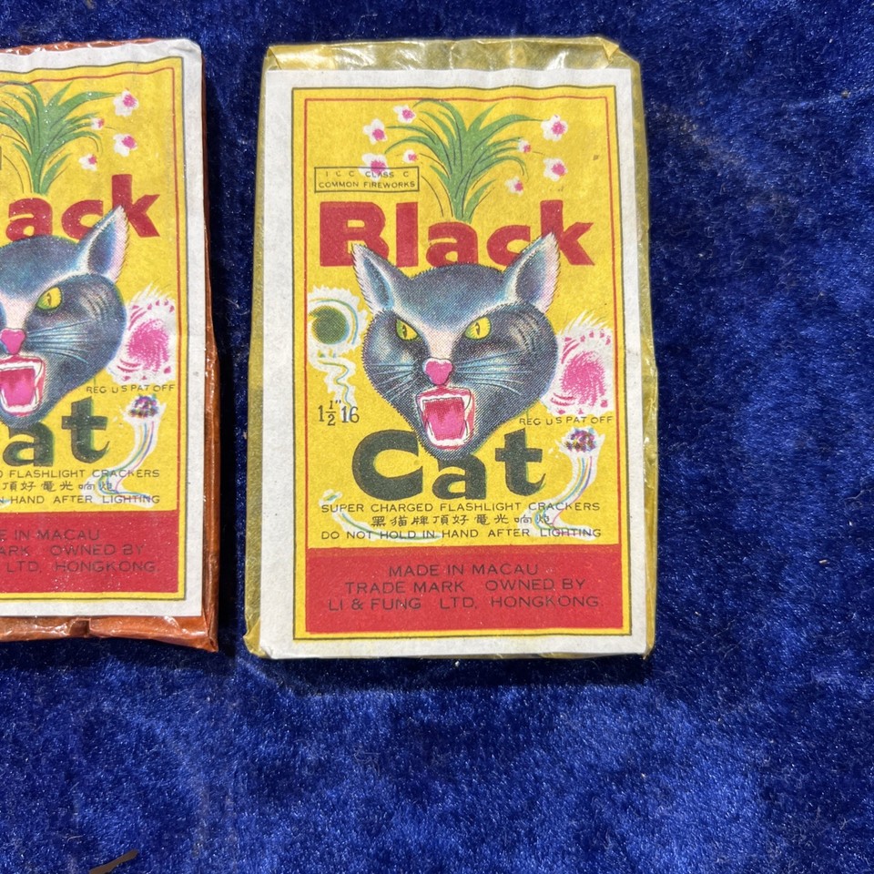 Lot of 3 Macau Black Cat Firecracker Labels 3 Color Variations 1.5” 16 ...