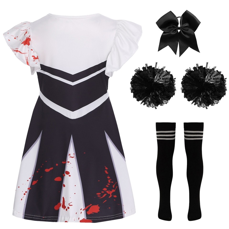 Kids Girls Costume Theme Outfit Hand Flowers Cheerleading Ruffled Team ...