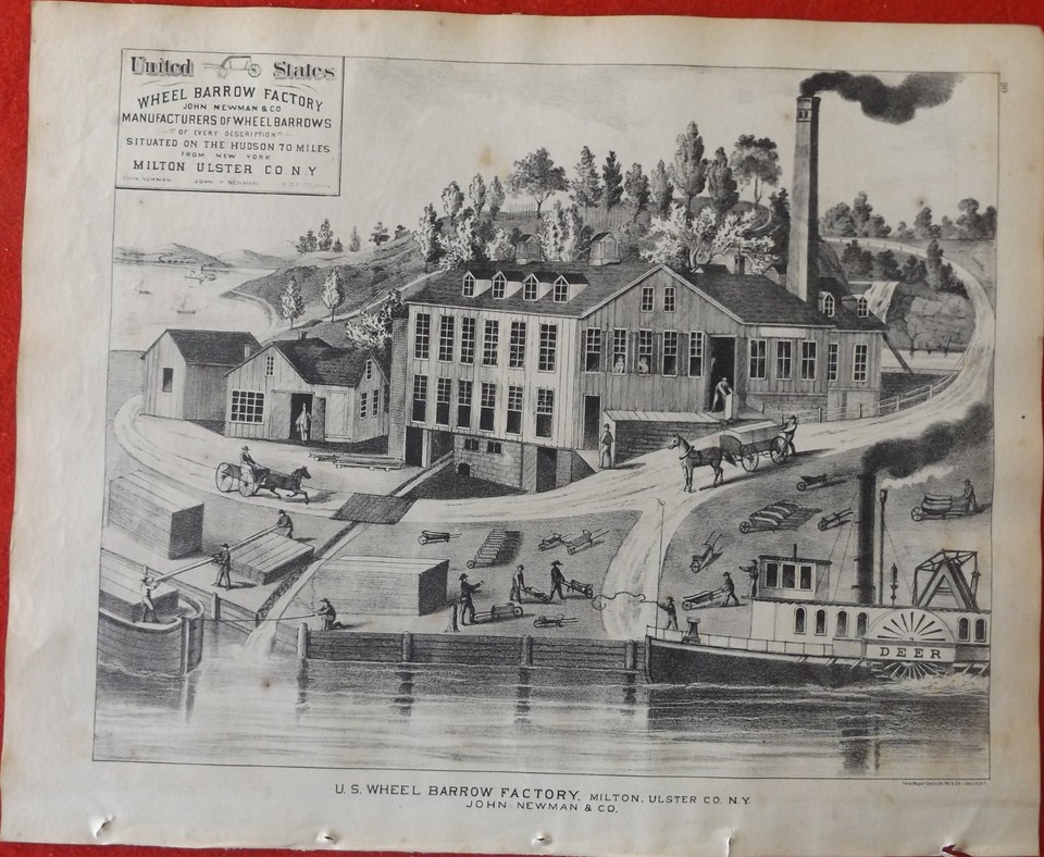 1875 NY Ulster Co. Milton Wheel Barrow Factory Cement Works Le Fev ...