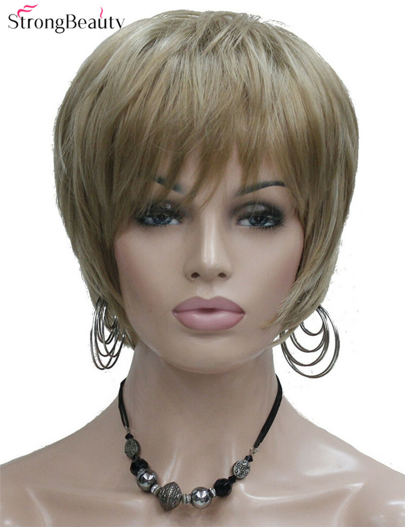 StrongBeauty Synthetic Short Straight 3 Color Wig Heat Resistant Hair ...