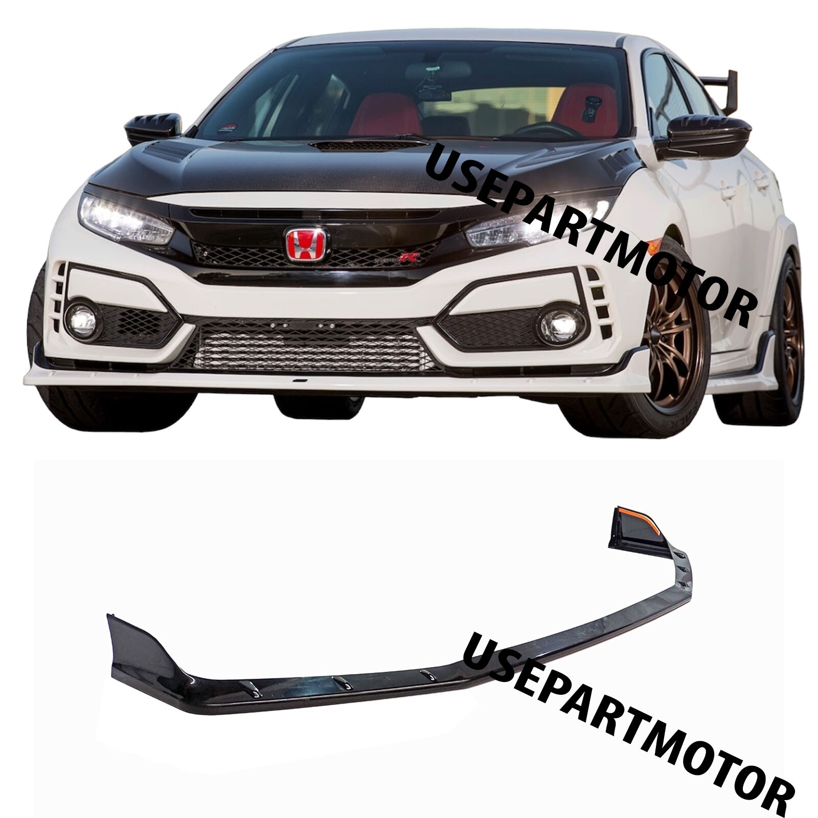 For 17-21 Honda Civic Type-R FK8 MU-GEN Style Front Bumper Lip (ABS) | eBay