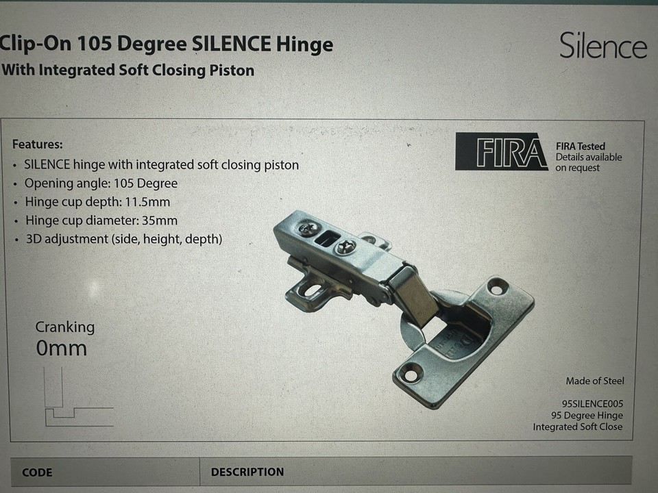 Dome Germany Kitchen Cabinet Hinges. 105* With Integrated Soft Closing ...