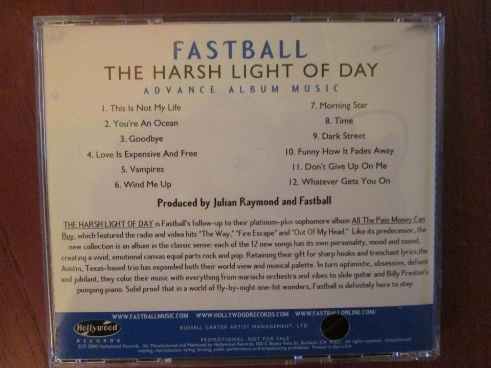 Fastball The Harsh Light of Day Advance CD Hollywood 2000 | eBay