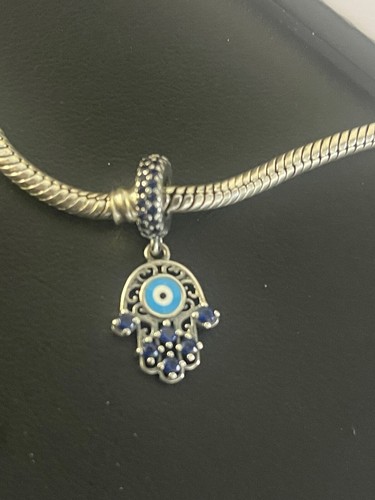 925 silver charm for bracelet blue Protective evil eye luck Sparkling ...