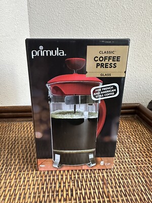 Primula Classic Coffee Press, Glass 8 cup, Red, French and American ...