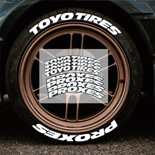 White TOYO TIRES PROXES Sticker Tire Lettering Rubber 1.38'' 15''-24 ...