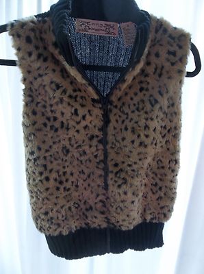 Tiara Women's Faux Leopard Front Zip Vest w/ Faux Leather Trim Size ...