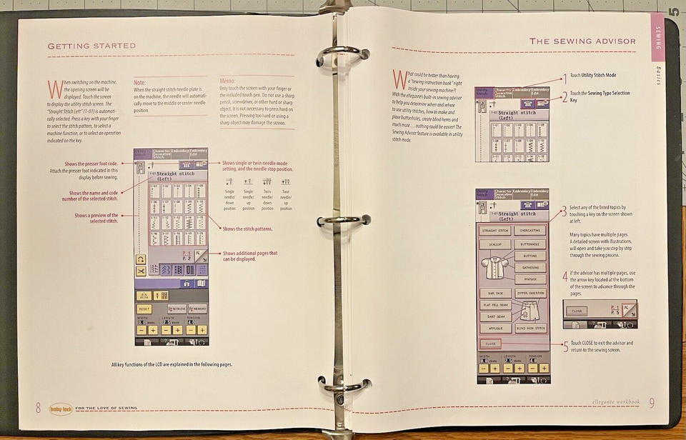 Baby Lock Ellegante 2 BLG2 W/ Upgrade 4.1 & Handbook Embroidery Sewing ...