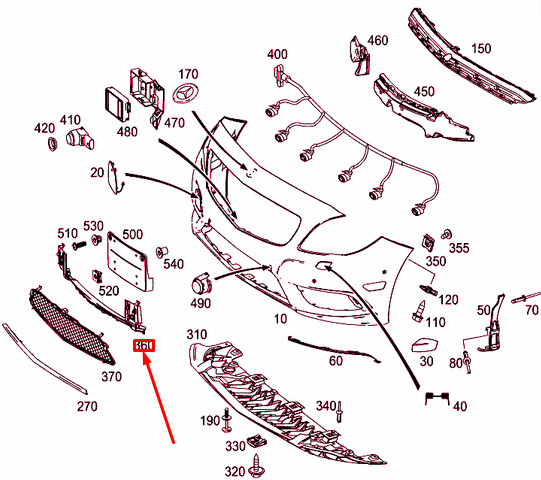 OEM MERCEDES W117 AMG Front Bumper Lower Inner Center Bracket ...