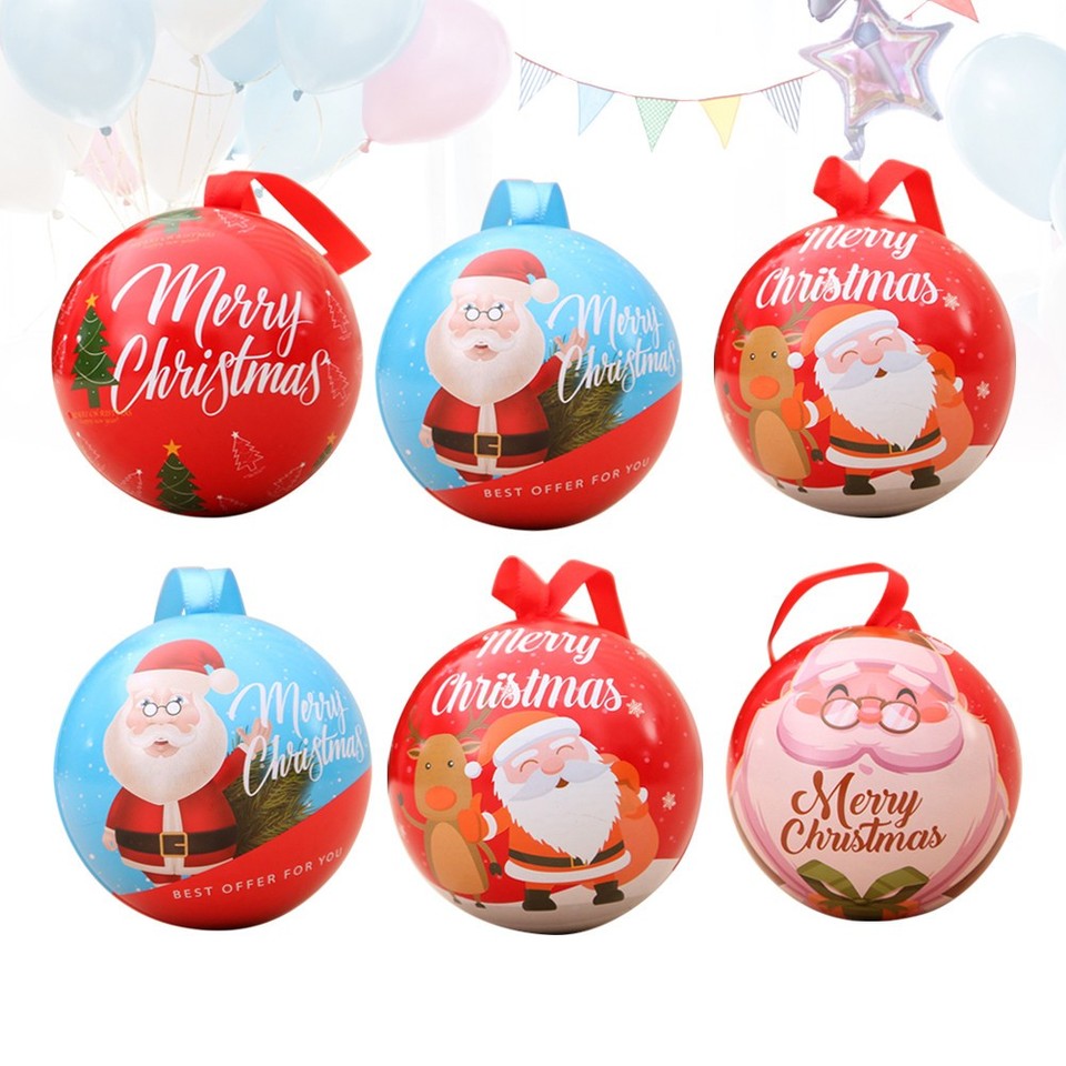 6 Pcs Christmas Candy Boxes Ball Shaped Small Gift Boxes Hanging Decors ...