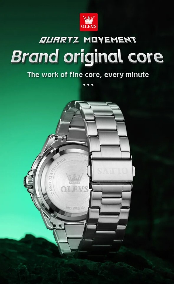 Waterproof Quartz Watch Men's Luxury Business Luminous OLEVS Men Date ...