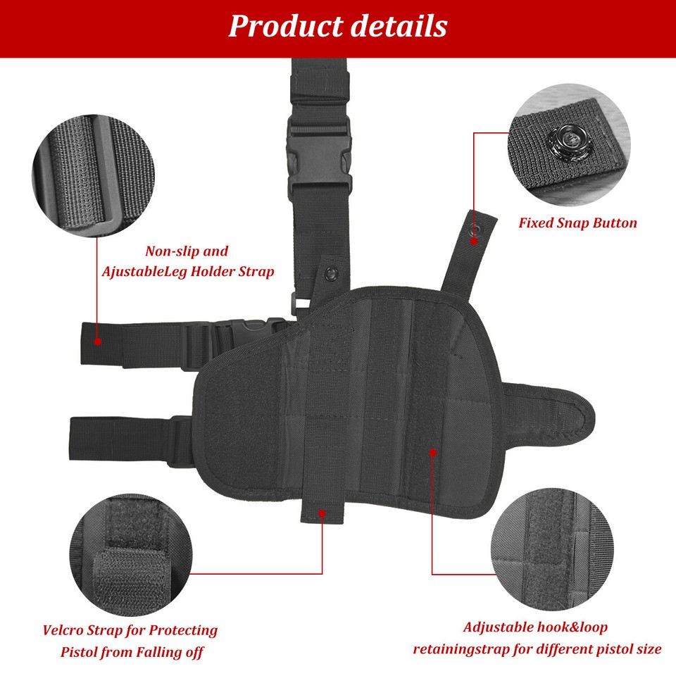 Tactical Adjustable Pistol Gun Drop Leg Thigh Holster with Mag Pouch ...