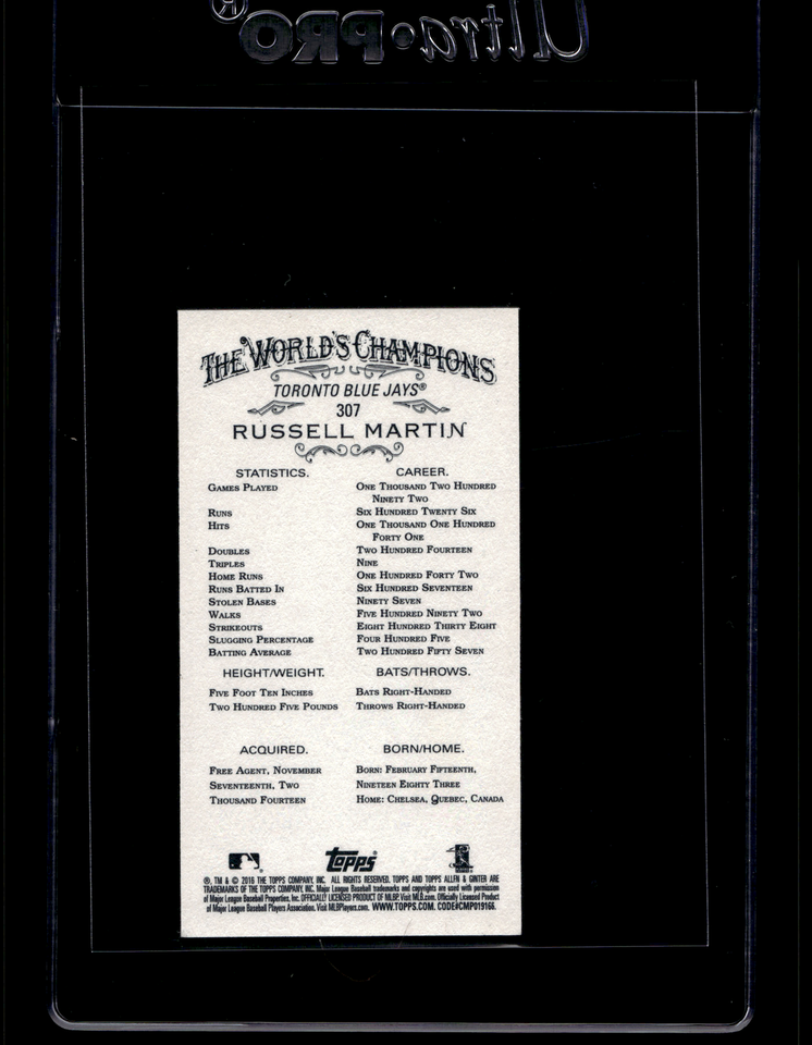2016 Topps Allen & Ginter Mini #307 Russell Martin SP | eBay