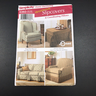Simplicity 5383 Traditional Slipcovers & Pillows One Size UC FF New Old ...