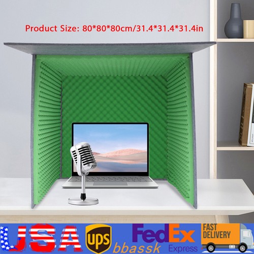 Green Portable Soundproof Booth Studio Sound Recording Desktop ...