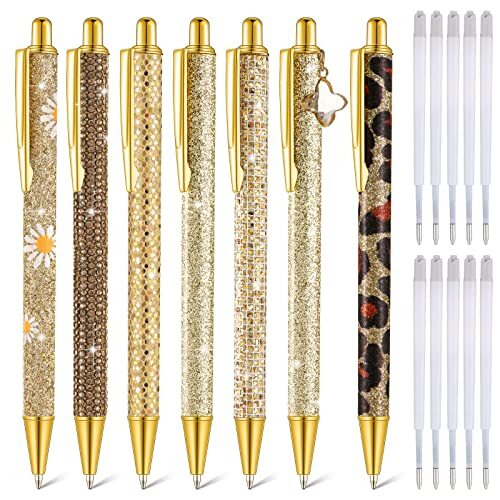 Sherr 7 Pcs Fancy Pens for Women Cute Pens Sparkly Glitter Pens Gold ...