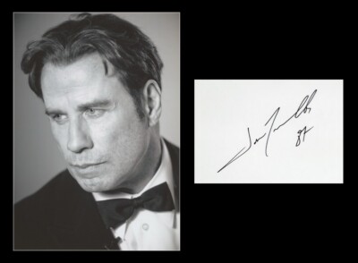 John Travolta - American actor - Signed album page + Photo - Paris 1987 ...