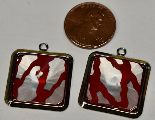 VINTAGE 2 RED AND WHITE GIVRE PORPHYR GLASS REPRO SET PENDANT BEADS 22 ...