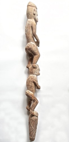 Tribal Artifact of Male & Female Figures Standing from Papua New Guinea ...