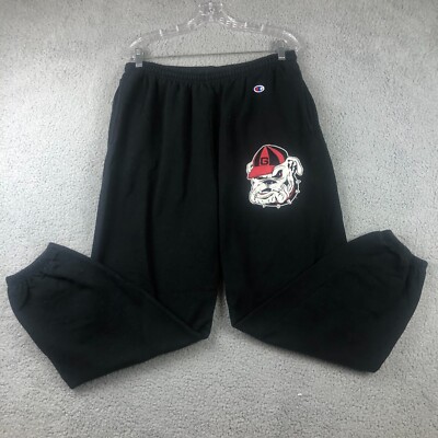 Georgia Bulldogs Sweatpants Mens Large Black Champion Eco Fleece Sports ...