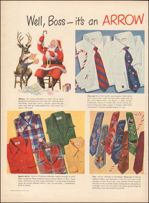 1950 Vintage ad for Arrow Shirts`2-pgs Retro Christmas Photo Santa ...