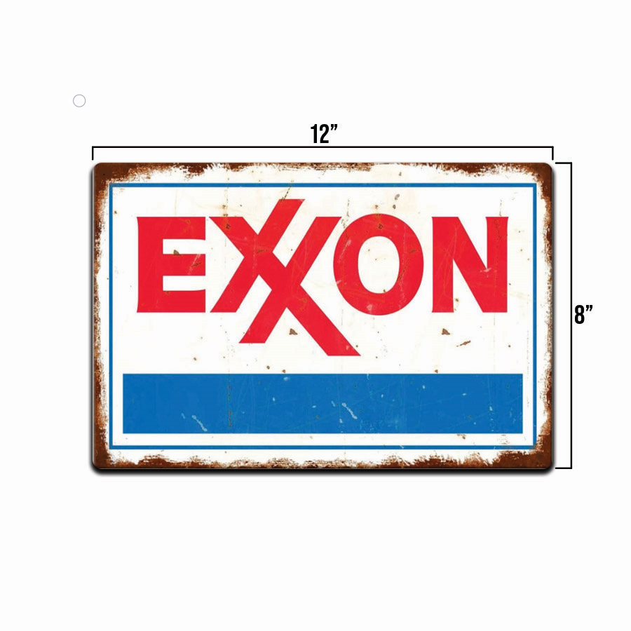 TIN SIGN Exxon Oil Gas Rustic Gas Station Metal Sign Décor Garage Auto ...