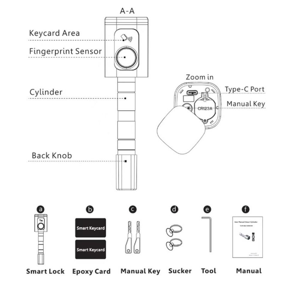 Smart Door Lock Keyless Entry Tuya Remote Control Fingerprint Euro ...