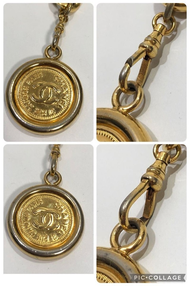 CHANEL BELT AUTH Gold Medal kenkenjp Coin COCO CC Vintage 98cm Chain ...