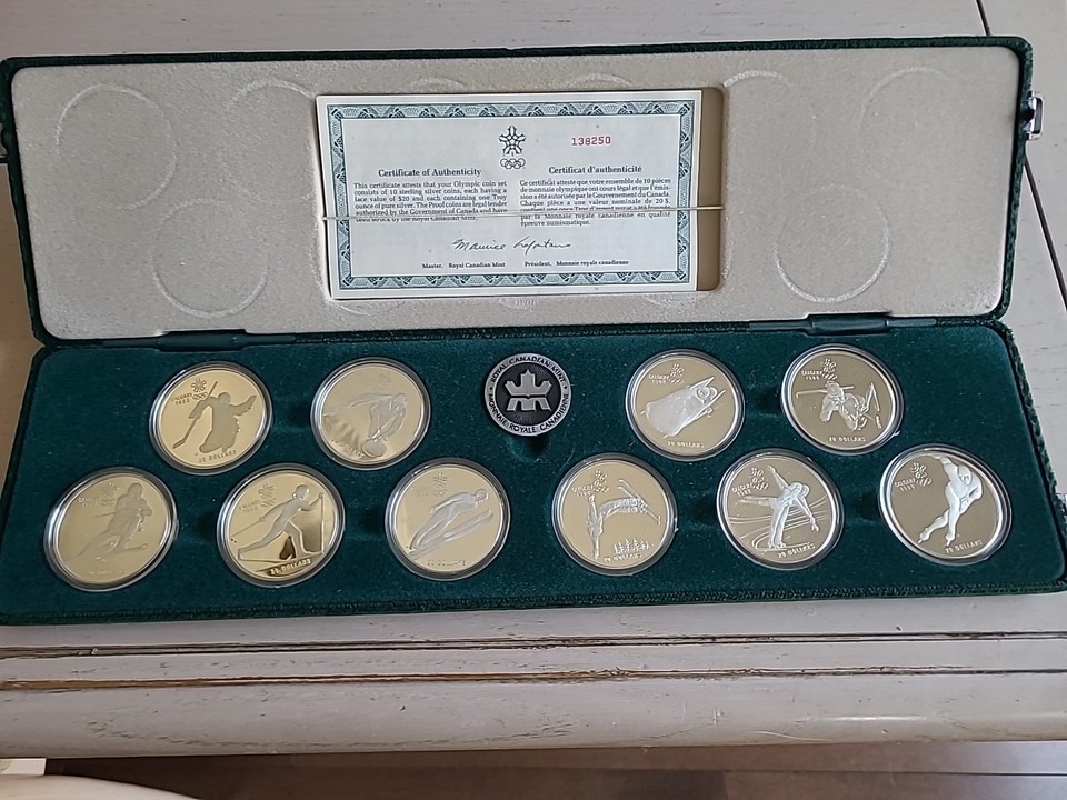 1988 Canada $20 Calgary Olympic Winter Games Silver 10 Coin Set with ...