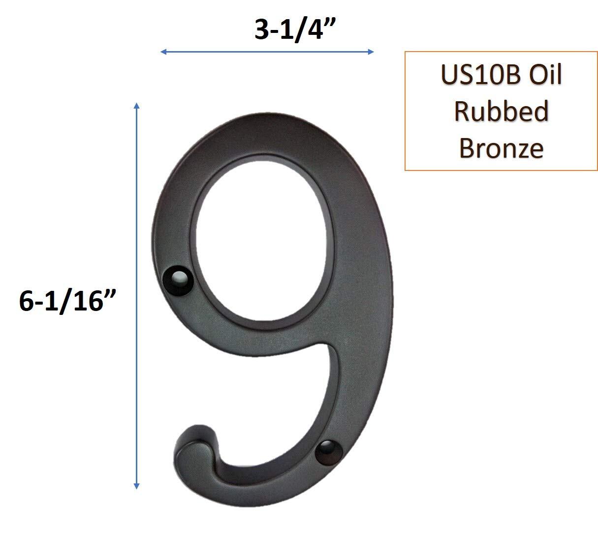 Traditional Heavy Forged Brass House Number 6" 9 US10B Oil Rubbed ...