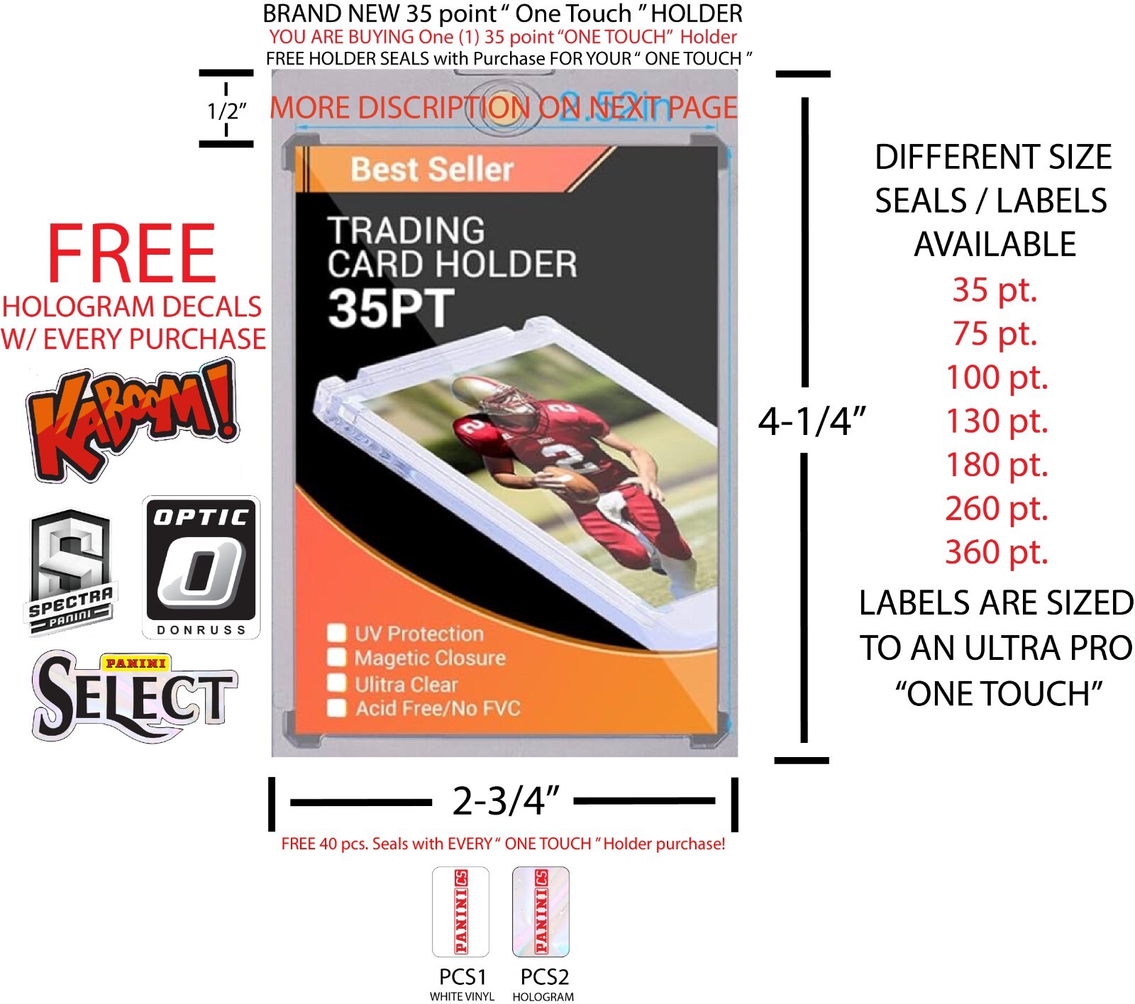 One-Touch Magnetic Sticker 35 pt. FREE PANINI CS LABEL SEALS FREE ...