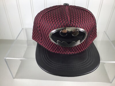 NOS Batman snap back hat chrome medallion vinyl bill textured on top ...