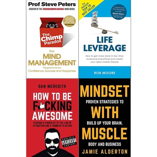 Chimp Paradox Life Leverage Mindset With Muscle 4 Books Collection Pack ...