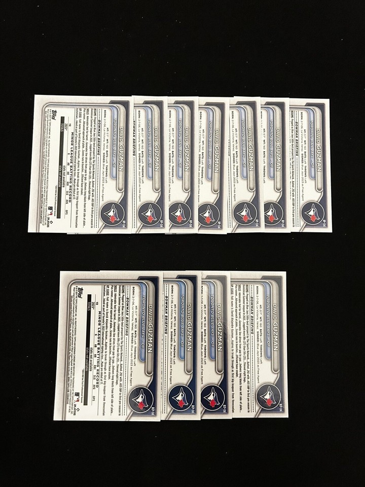 (10) 2024 Bowman BP-114 DAVID GUZMAN Blue Jays Paper 4 Chrome 6 Paper ...