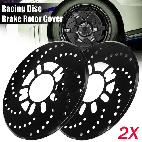 2Pcs Black Aluminium 2.95" Car Disc Brake Cover Decorative Rotor Cross ...