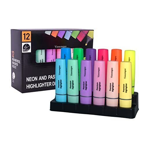 Highlighters Assorted Colors, 12 Highlighters with Base, Bible 12 ...