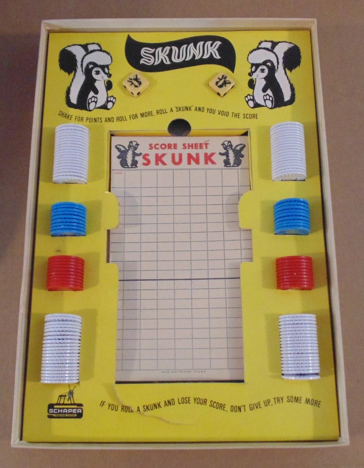 1968 Schaper Board Game SKUNK No 250 Complete Party Excitement Vintage ...