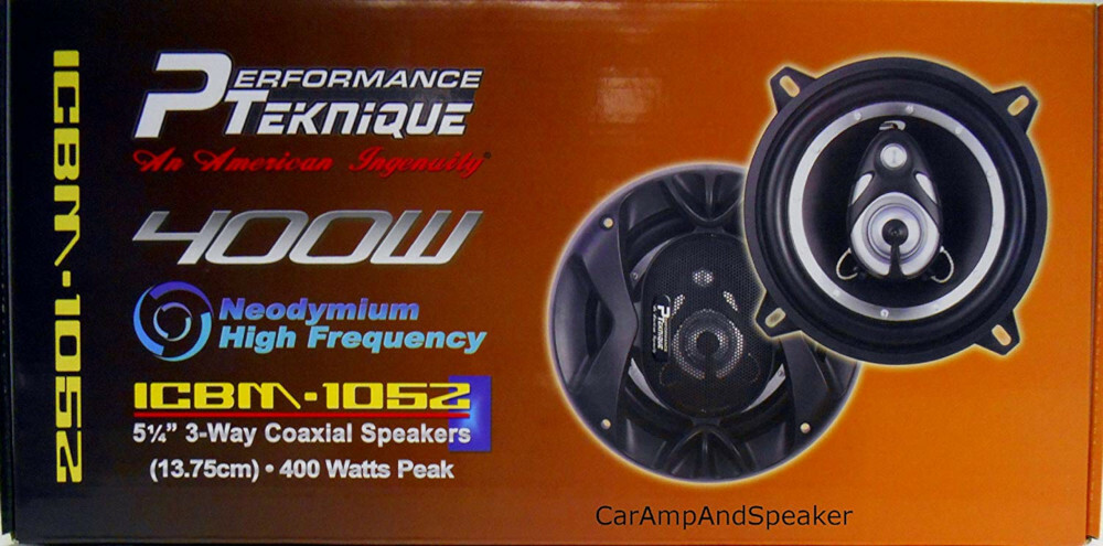 2 Performance Teknique Icbm-1052 400 Watt 5 1/4" 3-way Coaxial Car ...