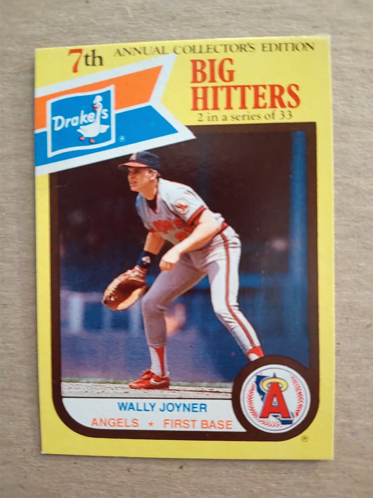 WALLY JOYNER Los Angeles ANGELS 1987 DRAKE'S Big Hitters BASEBALL CARD ...